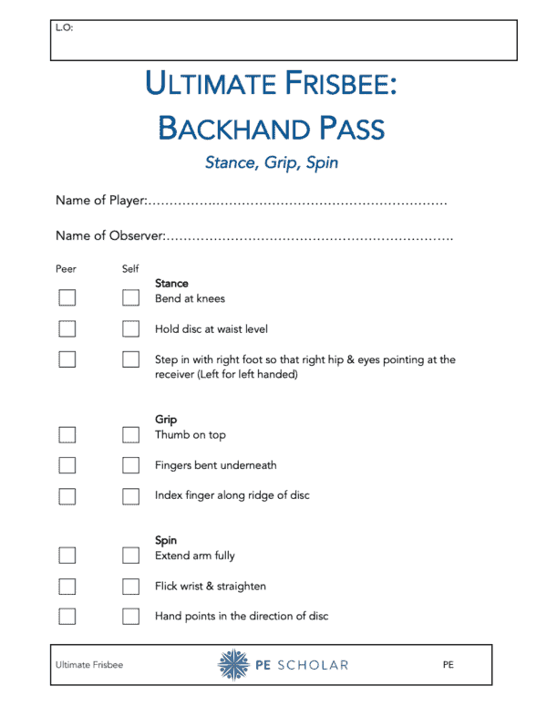 Backhand Passing Technique - Ultimate Frisbee - PE Scholar