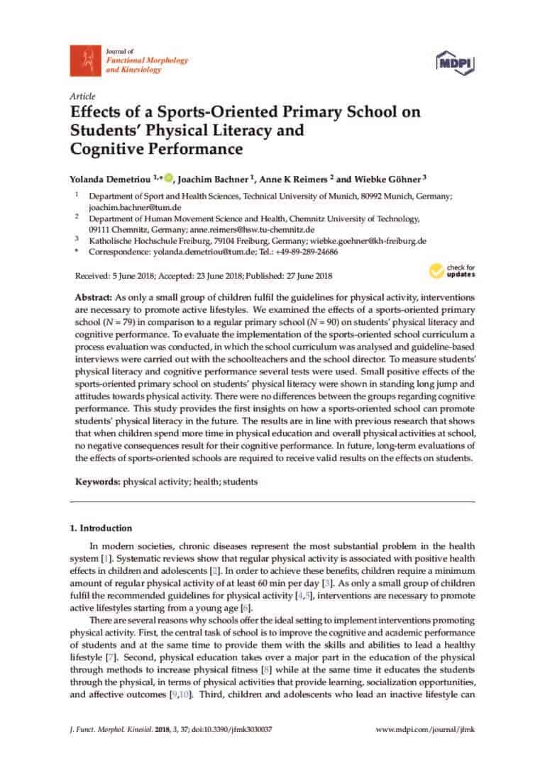 Effects of a Sports-Oriented Primary School on Students’ Physical ...