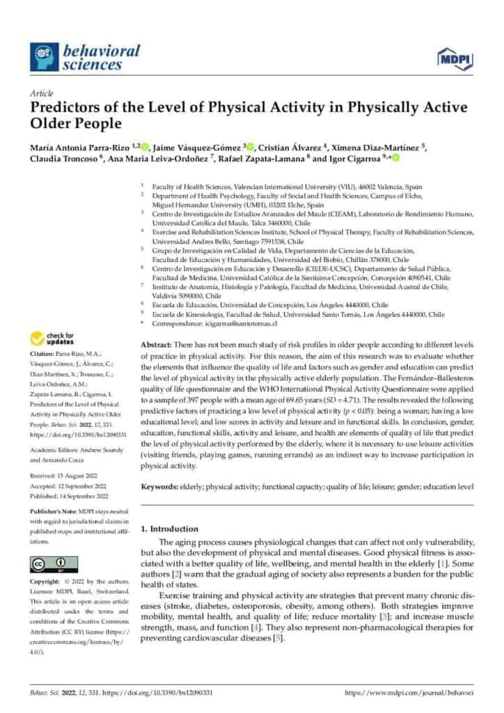 Level of Physical Activity in Physically Active Older People
