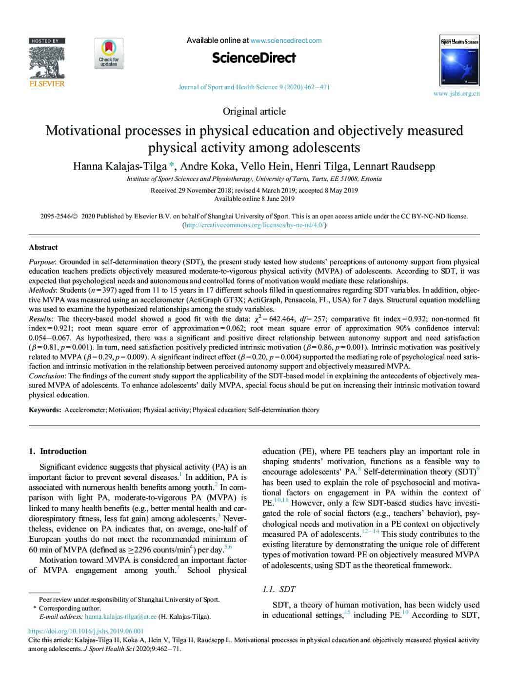 measured physical activity among adolescents