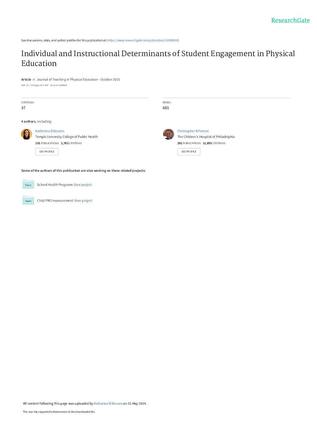 Journal of teaching in physical education