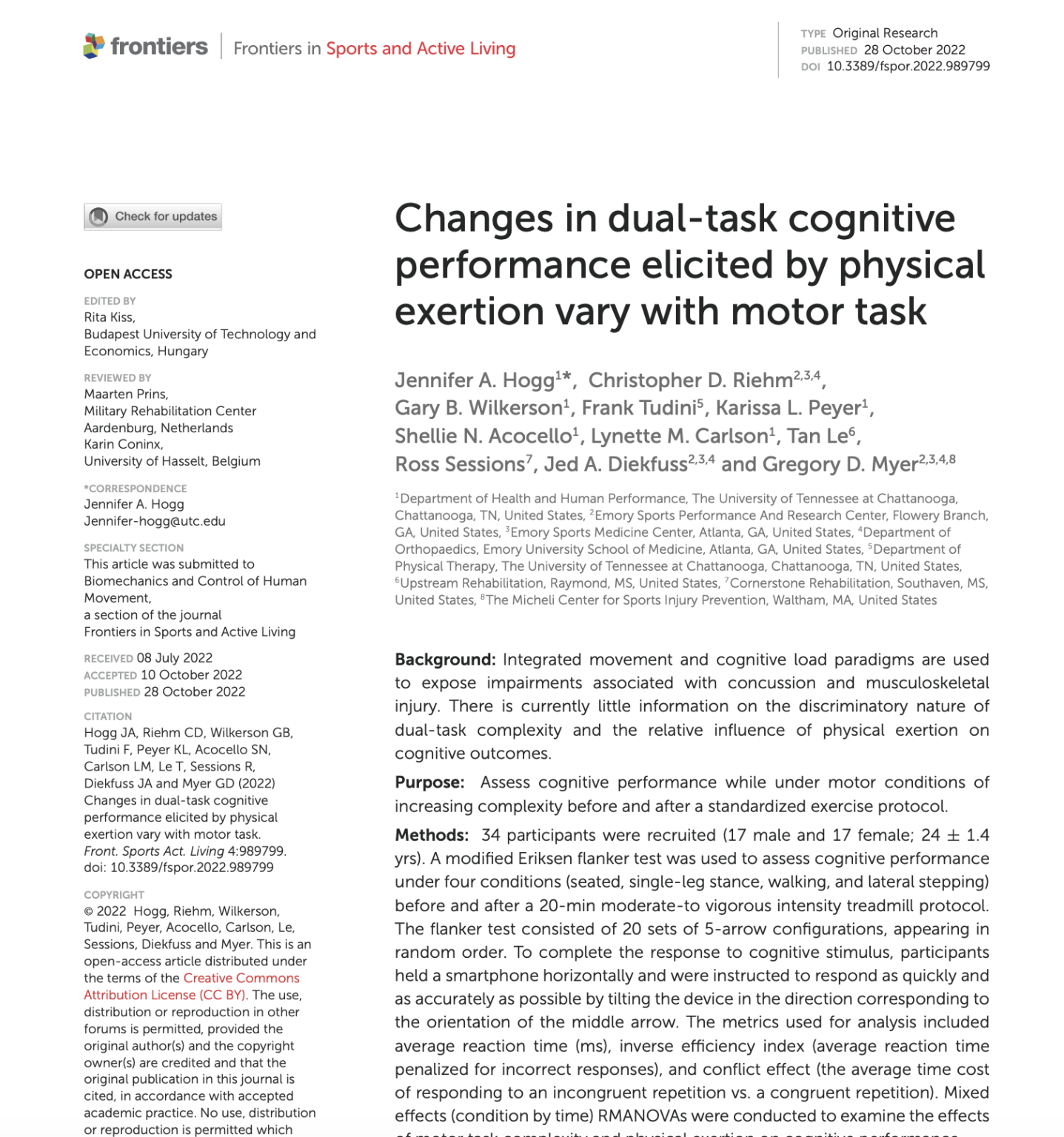 Changes in dual-task cognitive performance